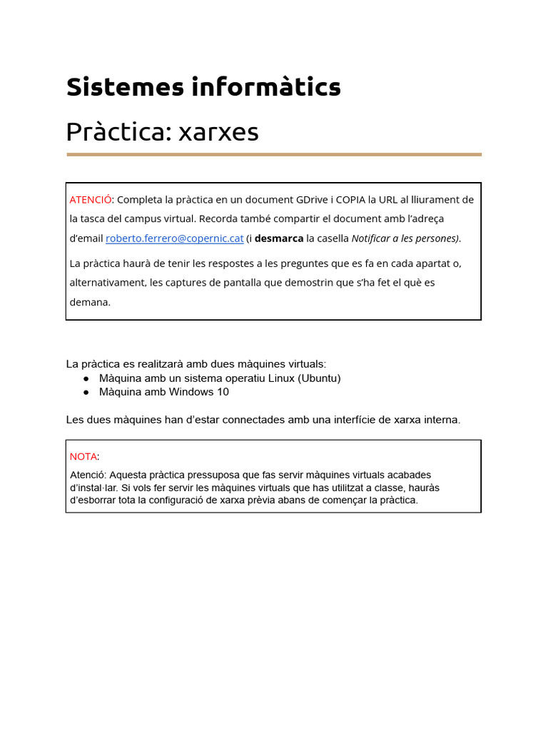 Pràctica de Xarxes | PDF