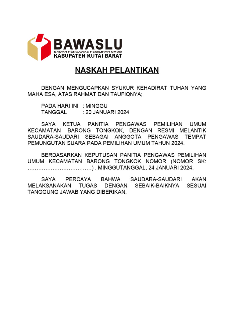 Naskah Pelantikan | PDF