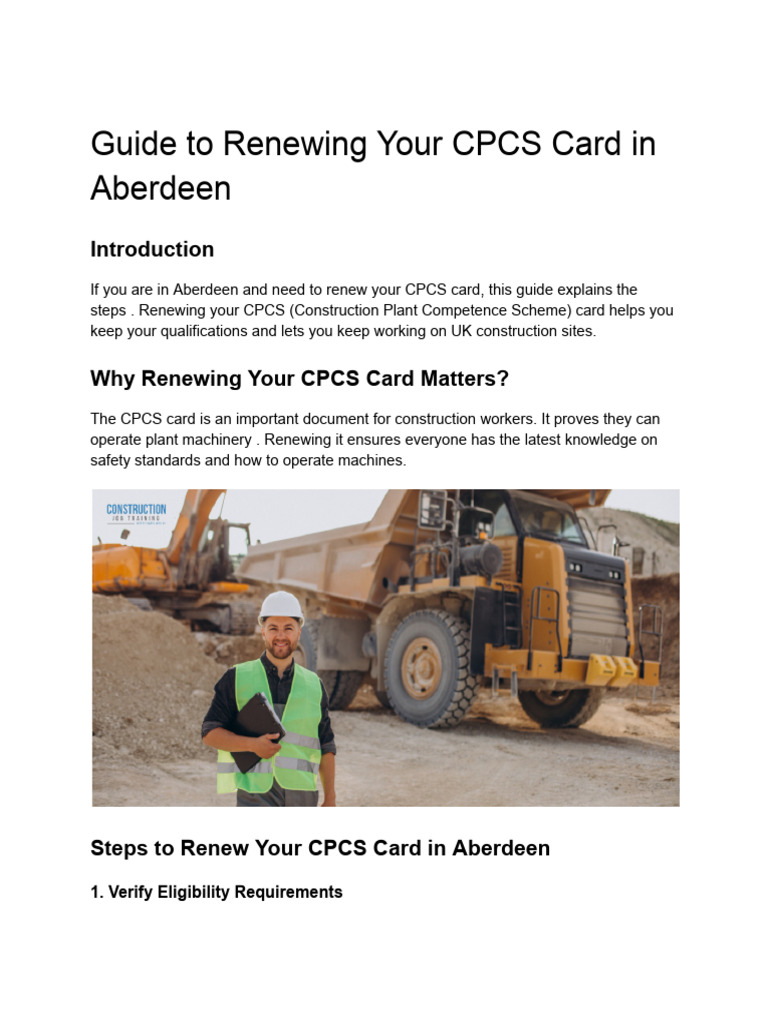 Guide To Renewing Your CPCS Card in Aberdeen | PDF | Business