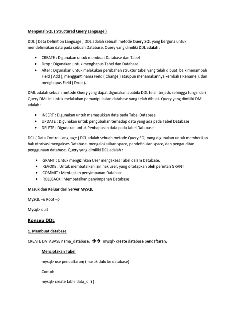 Latihan Mengenal SQL | PDF | Metode & Bahan Ajar | Teknologi & Rekayasa
