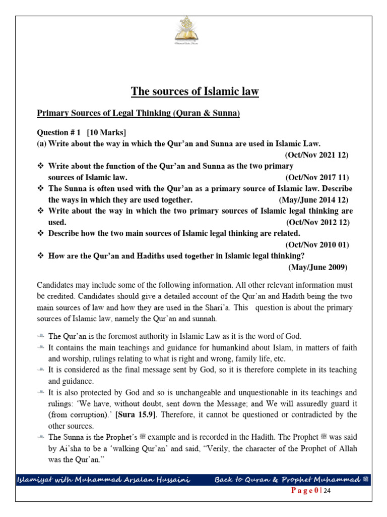 The Sources of Islamic Law, Topical MS M.Arsalan Hussaini | PDF ... The Sources of Islamic Law, Topical MS M.Arsalan Hussaini | PDF ...