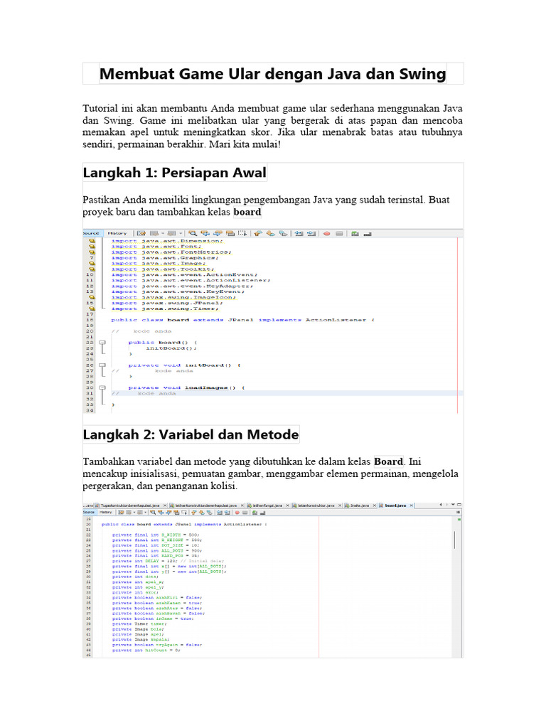 Membuat Game Ular Dengan Java Dan Swing | PDF