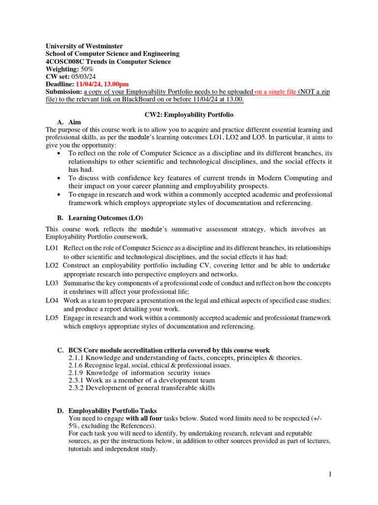 Coursework 2 Specification | PDF | Science | Disciplines