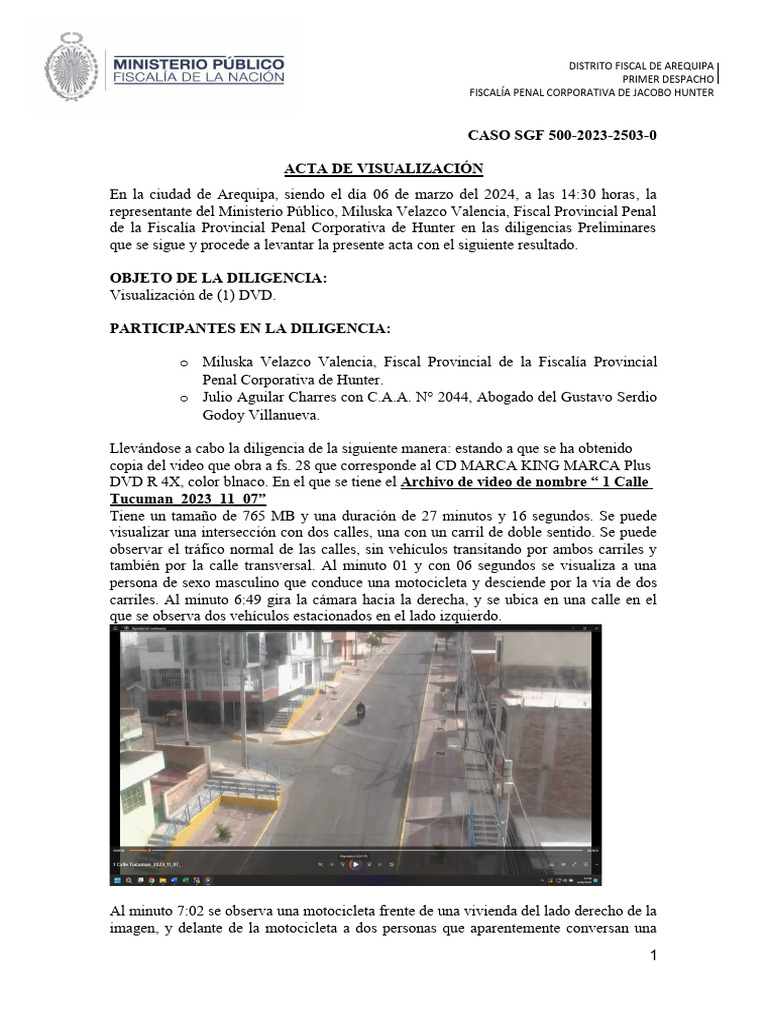 Acta de Visualizacion 2503-2023 | Descargar gratis PDF | Cumplimiento ...