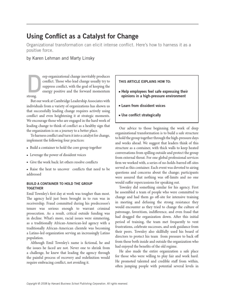 Using Conflict As A Catalyst For Change Pdf