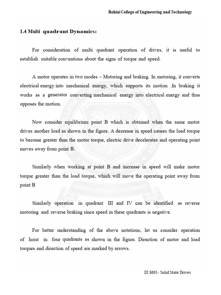 Multi Quadrant Dynamics | PDF | Engines | Electric Motor