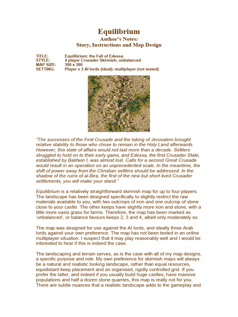 Equilibrium - Author's Notes | PDF | Crusades | Castle
