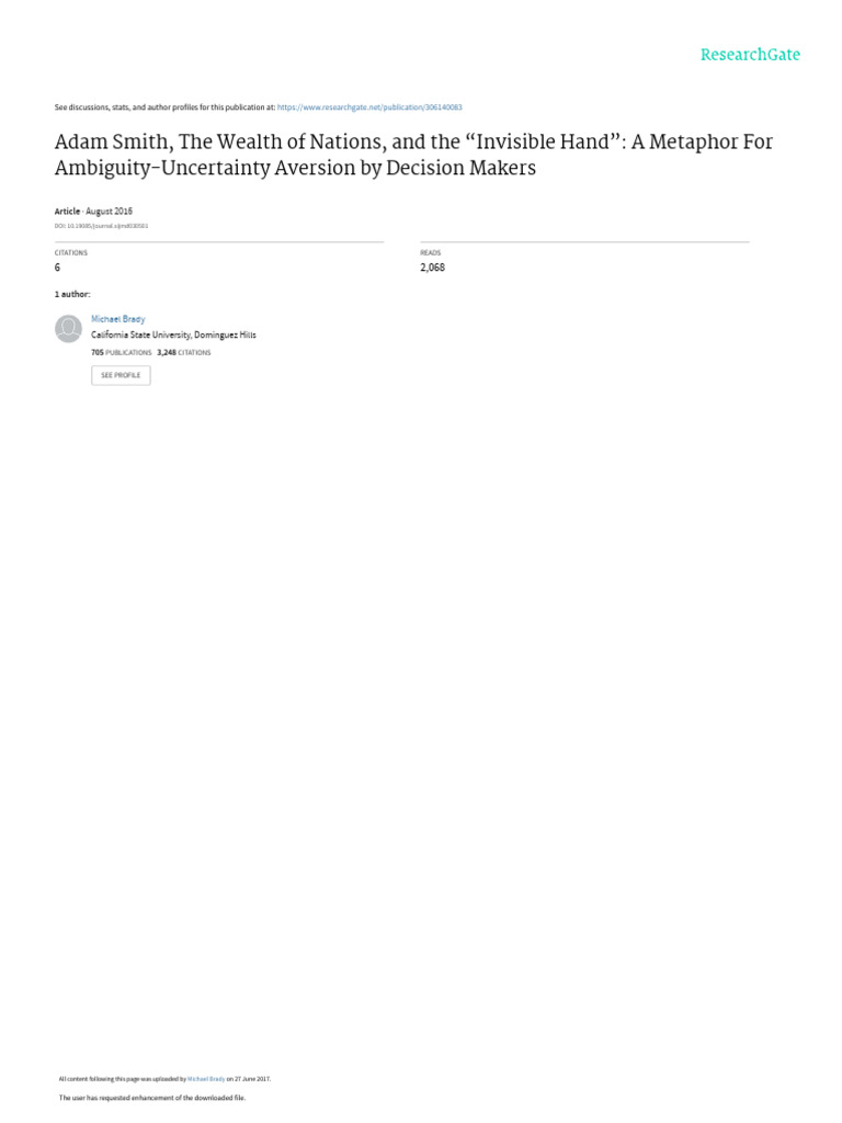 Adam Smith The Wealth of Nations and The Invisible | PDF | Risk ...