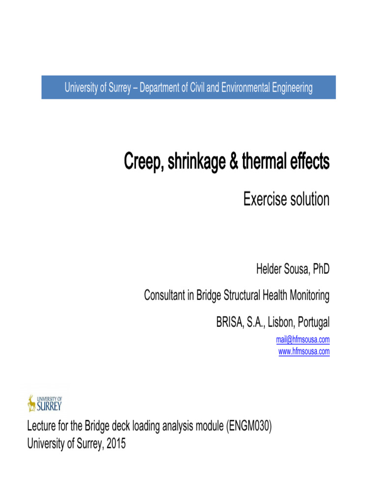 Lecture_Creep, shrinkage and thermal effects_FINAL_exercise_solution | Download Free PDF ...