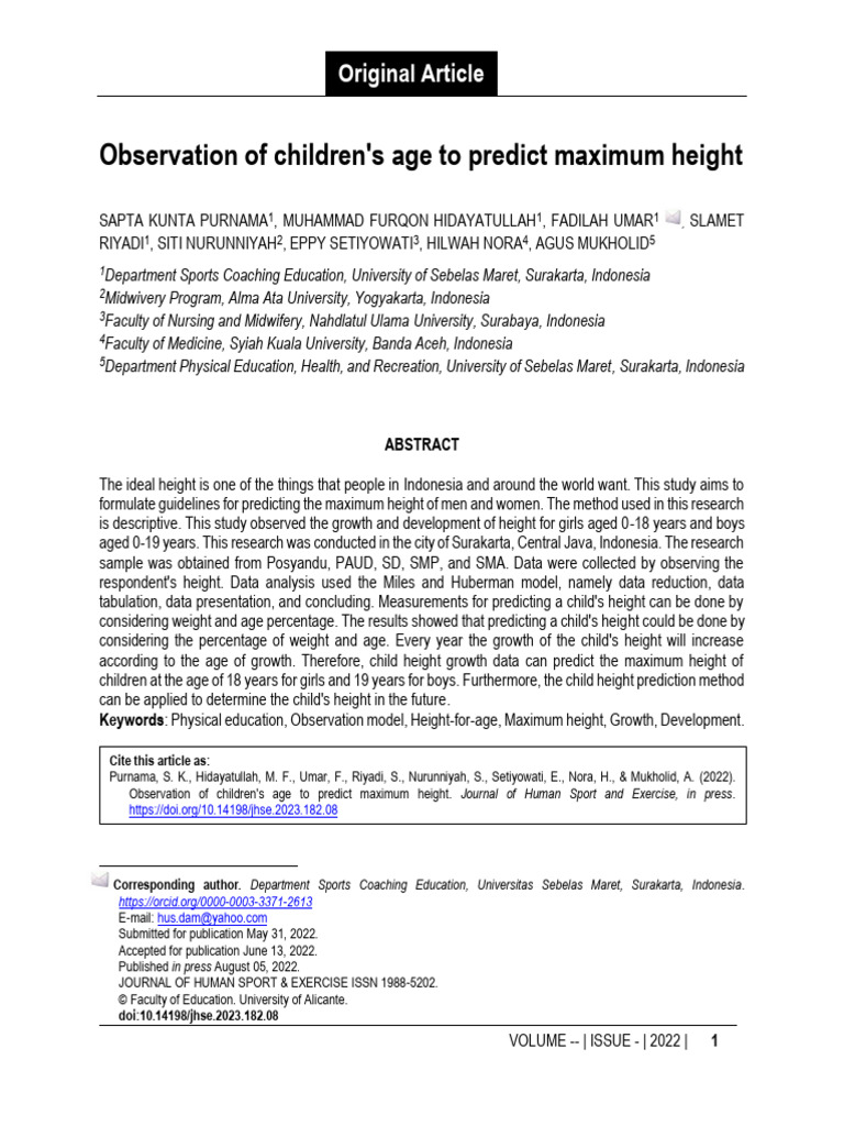 Predicting Children's Maximum Height | PDF | Child Development ...