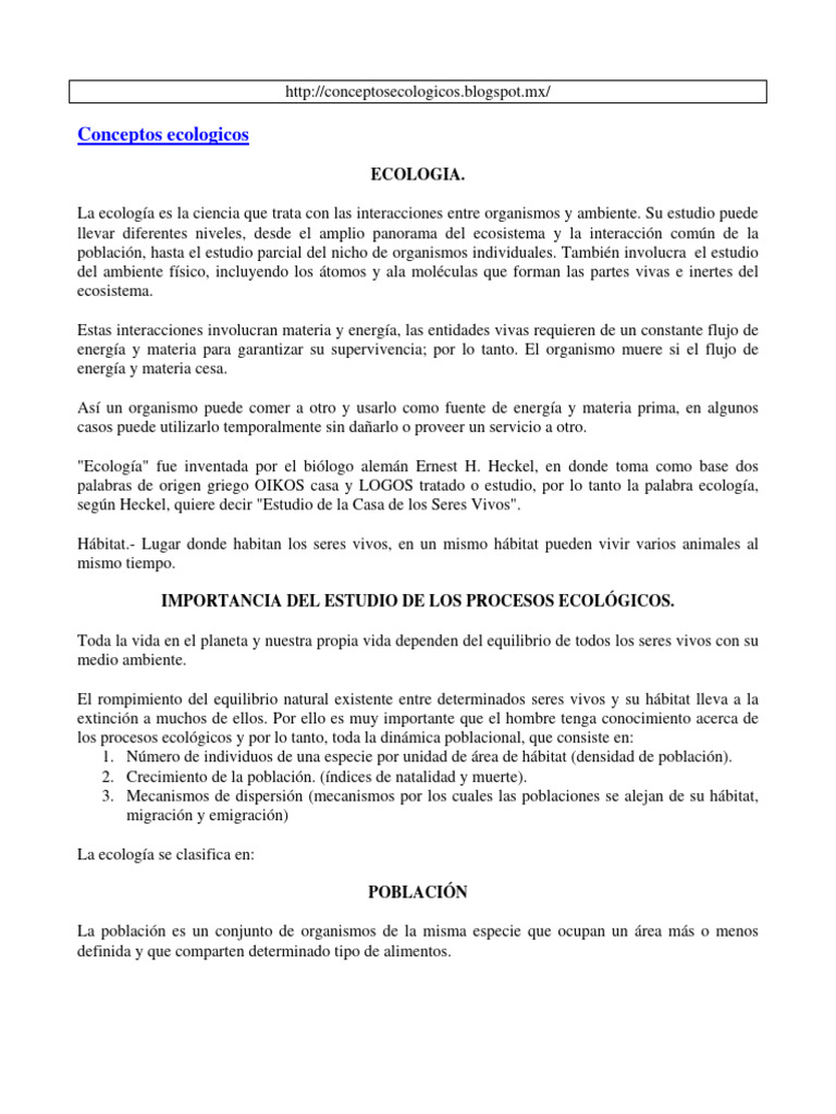 Conceptos Ecológicos | PDF | Nicho ecológico | Ecología