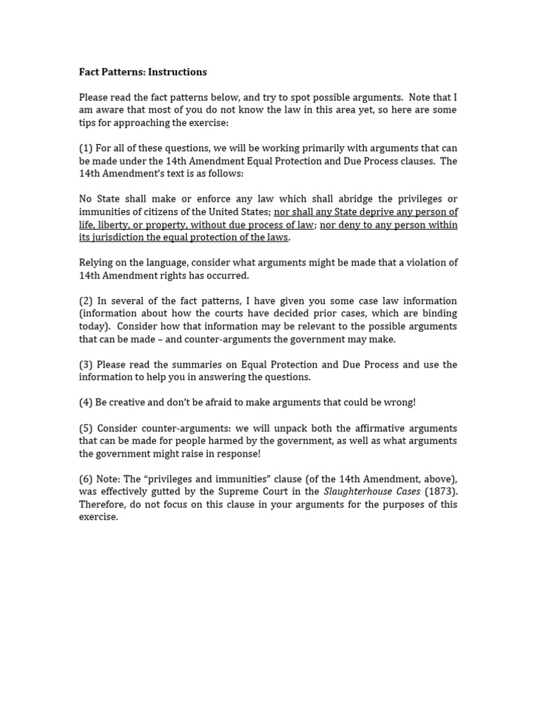 Fact Patterns - Without Notes | PDF | Fourteenth Amendment To The ...