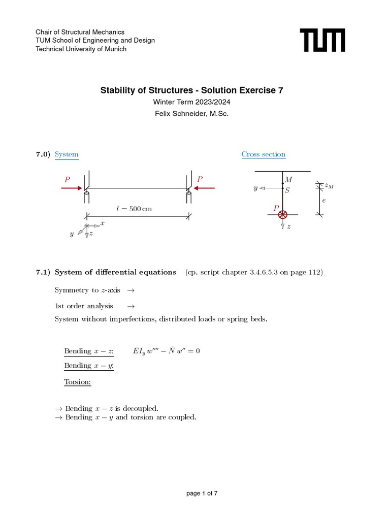 Stability Exercise 07 Sol Gaps | PDF | Bending | Stress (Mechanics)