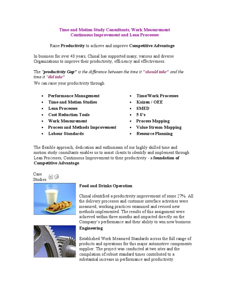 Time and Motion Study | PDF | Lean Manufacturing | Accountability