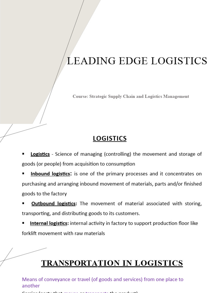 Leading Edge Logistics | PDF | Logistics | Transport