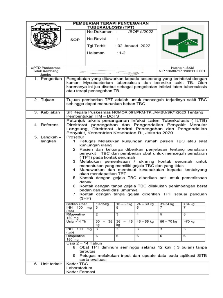 SOP Pemberian TPT | PDF