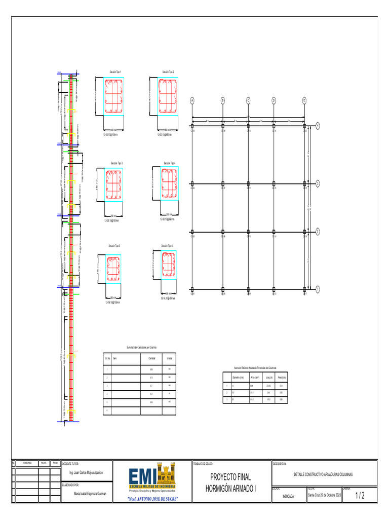 Detalle Constructivo Columnas Lamina 1 | PDF | Ingeniero civil | edificio