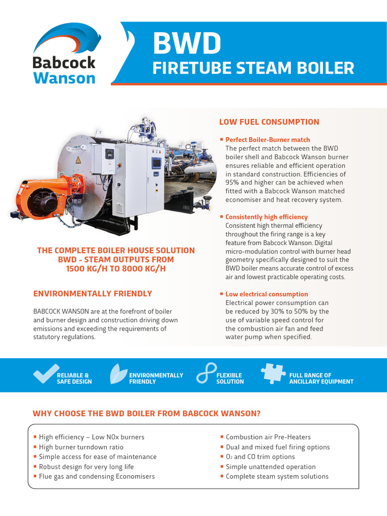 6771-Data-Sheet-BWD-Firetube-steam-boiler-Aug-2021-Issue-2-no-cropmarks | PDF | Boiler | Energy ...