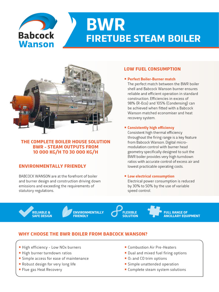 BWR Firetube Steam Boiler Brochure | PDF | Boiler | Energy Conversion