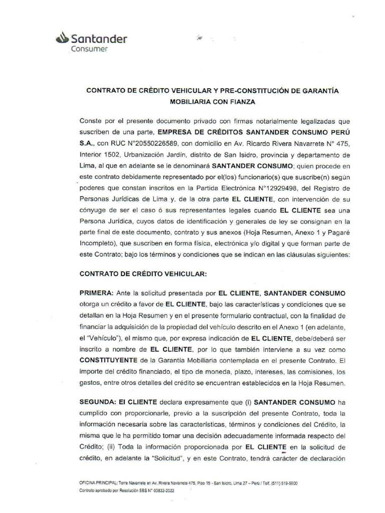 Contrato Crédito Vehicular | PDF