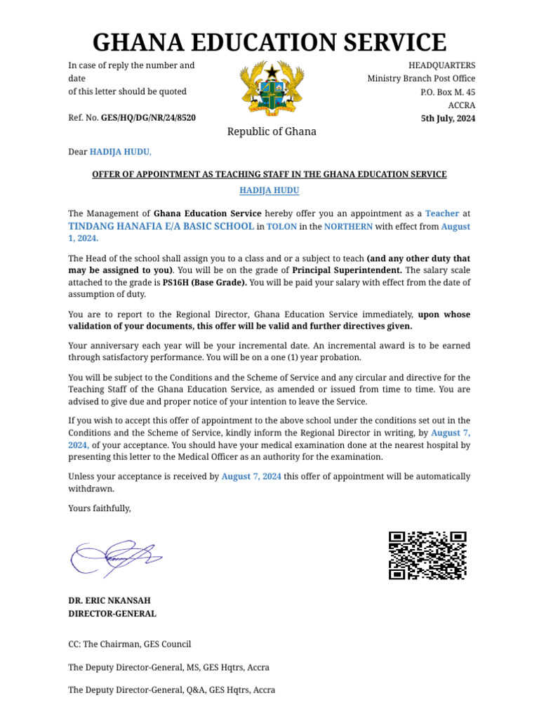 Appointment Offer for Teaching Staff | PDF | Government