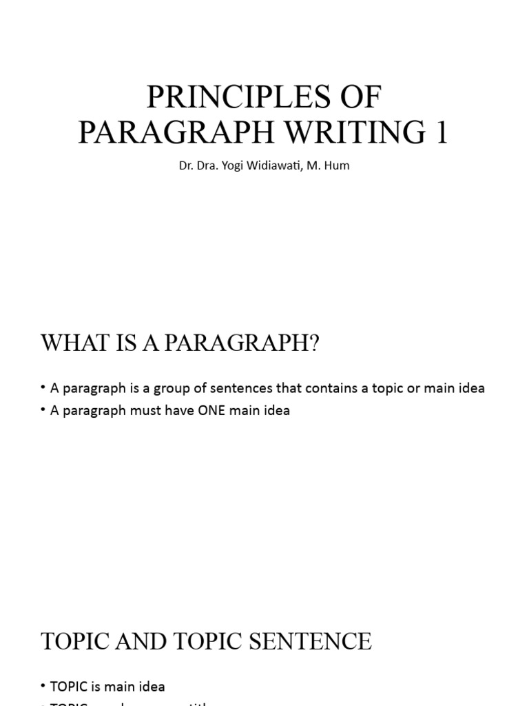 Principles of Paragraph Writing | PDF