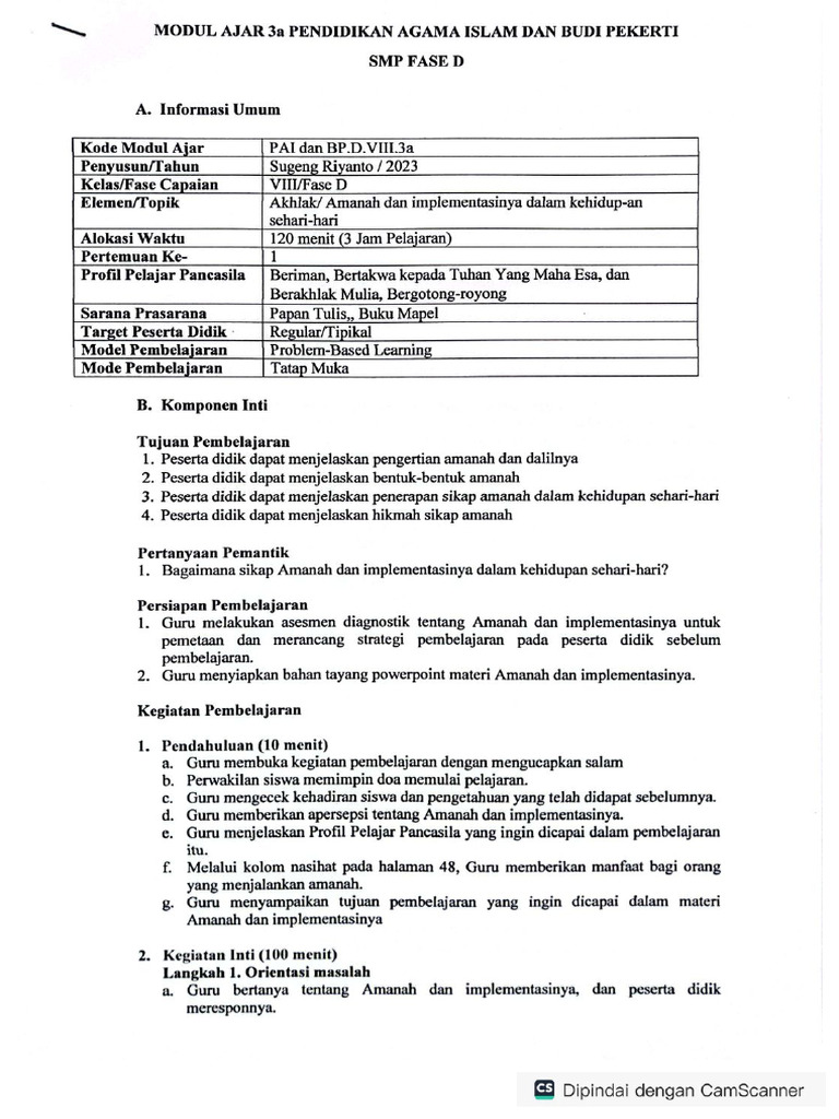 Modul Ajar Sem 1 2023 | PDF