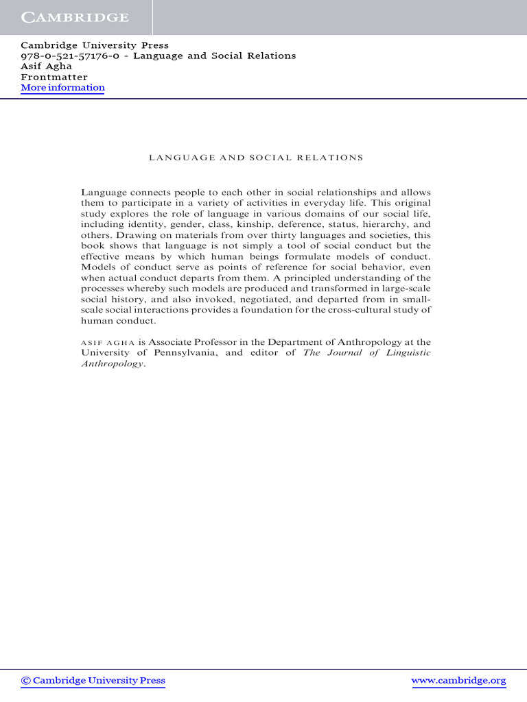 Language and Social Relations | PDF | Pronoun | Linguistics