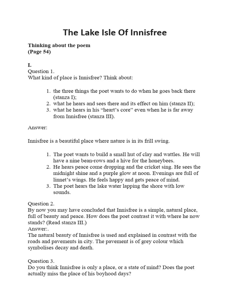 The Lake Isle of Innisfree | PDF