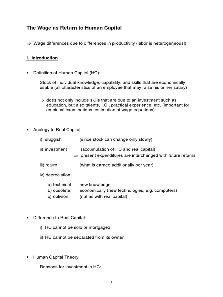 Human Capital Theory | PDF | Capital (Economics) | Human Capital