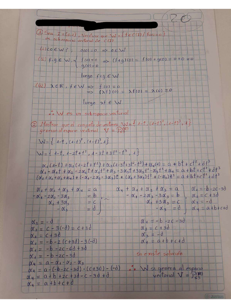 Solucionario Segundo Parcial - Algebra Lineal | PDF