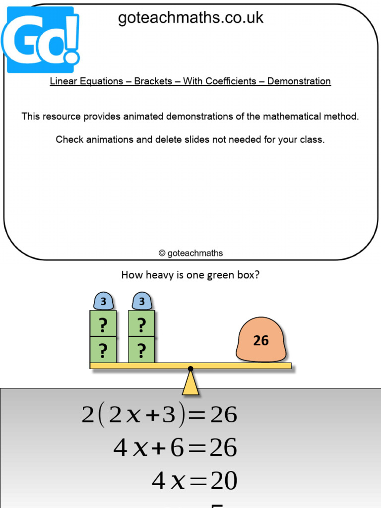 Expanding Linear Equations with Brackets | PDF | Equations ...