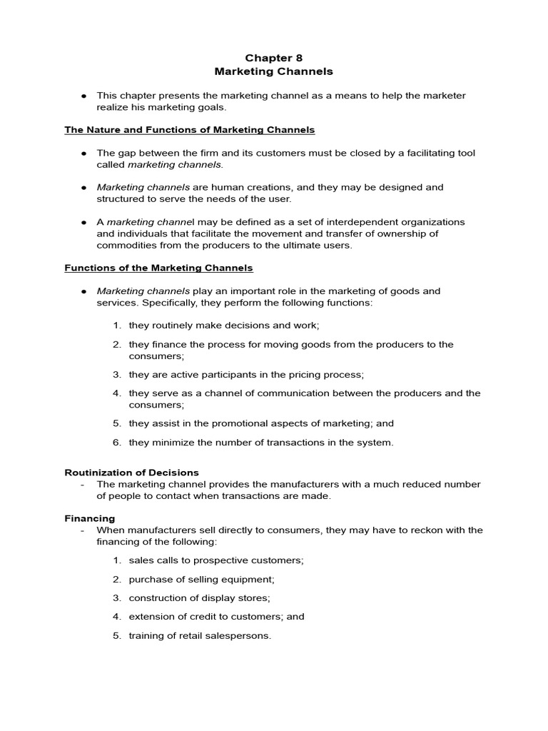 Chapter 8 - Marketing Channels | PDF | Sales | Marketing