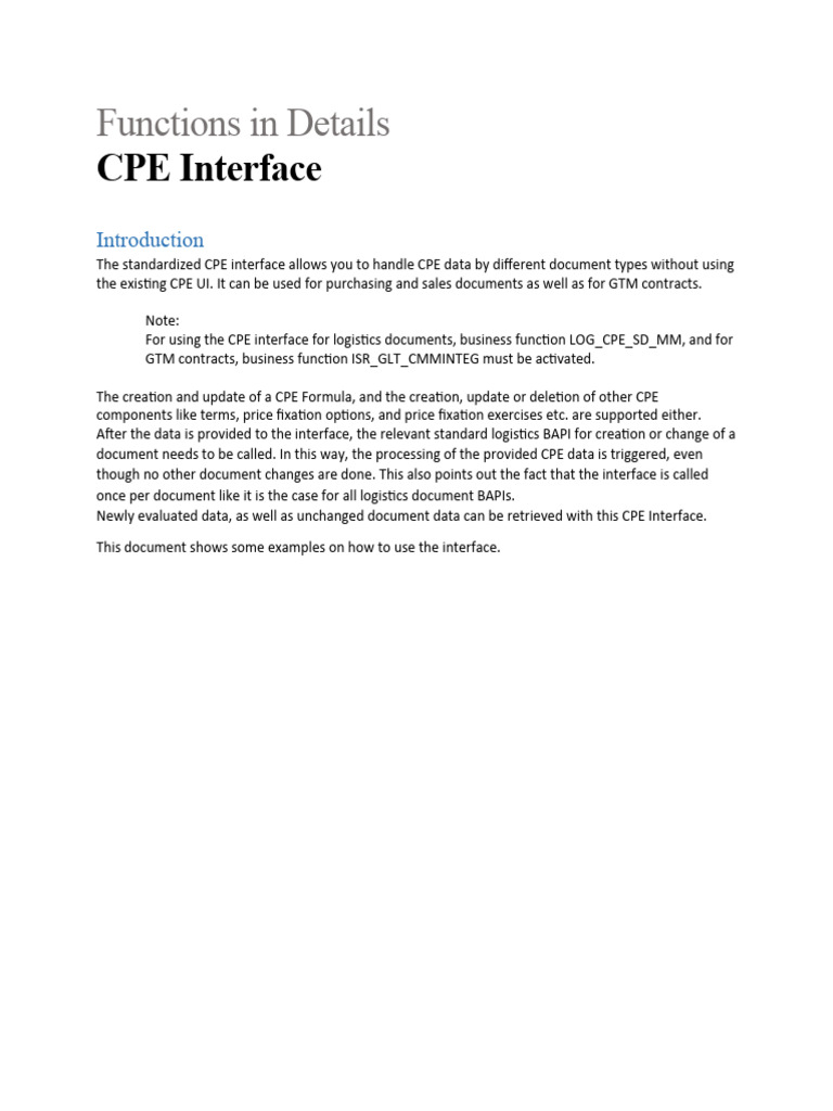 CPE Interface Guide for SAP Developers | PDF | Interface (Computing) | Object (Computer Science)