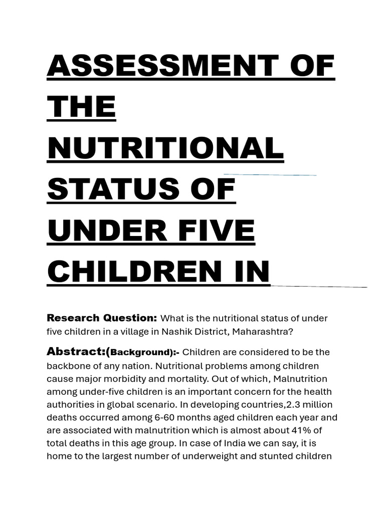 ASSESSMENT OF THE NUTRITIONAL STATUS OF UNDER FIVE New | PDF ...