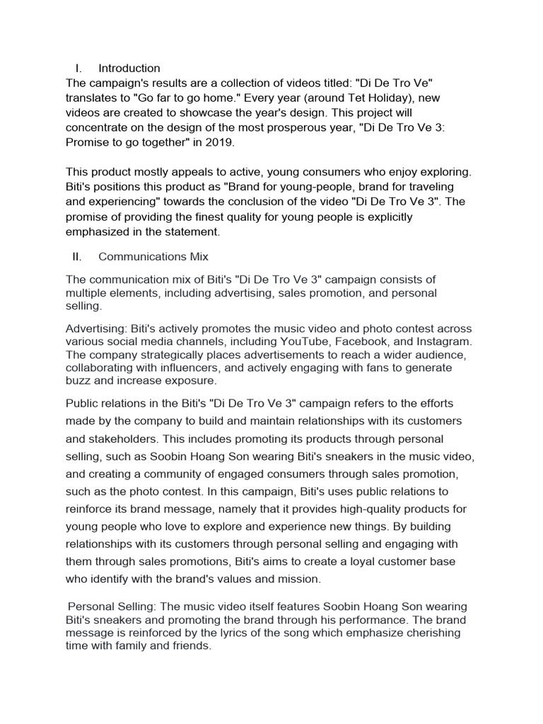 Biti's 2019 Campaign: Di De Tro Ve 3 | PDF | Brand | Advertising