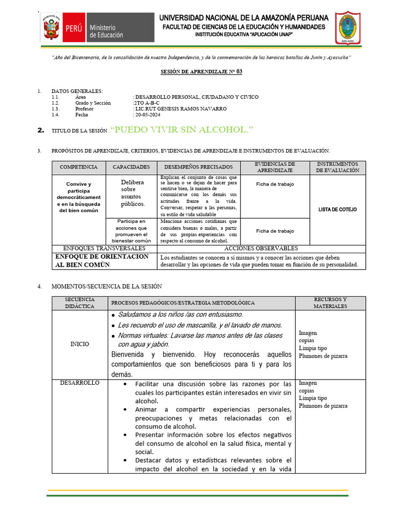3.sesión de Aprendizaje DPCC-S4-U2 | PDF | Aprendizaje | Evaluación