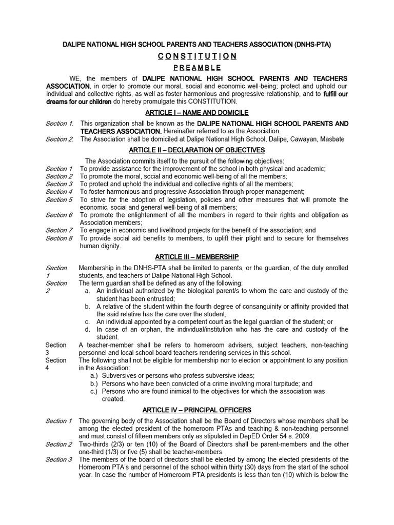 DNHS PTA CBL Final | PDF | Constitutional Amendment | Impeachment