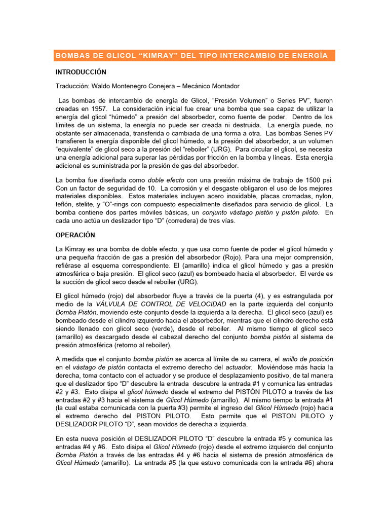 Bombas Kimray | PDF | Bomba | Gases