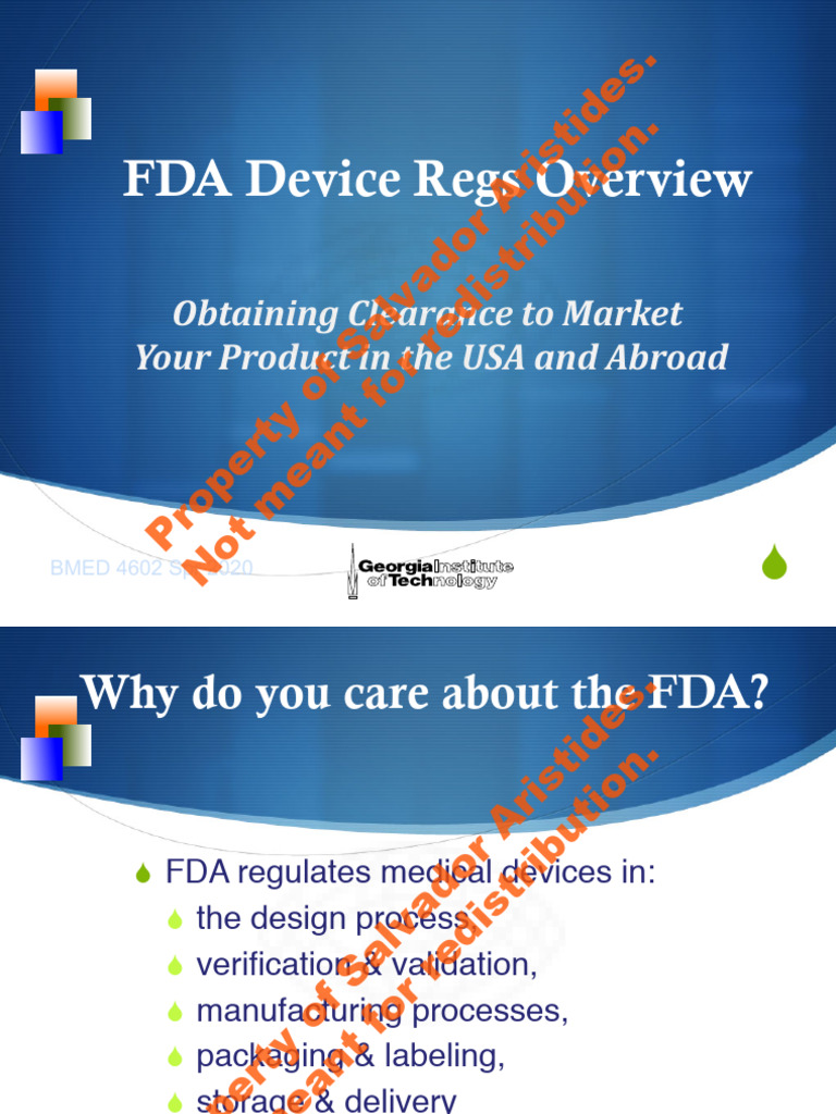 FDA Lecture | PDF | Medical Device | Federal Food FDA Lecture | PDF | Medical Device | Federal Food