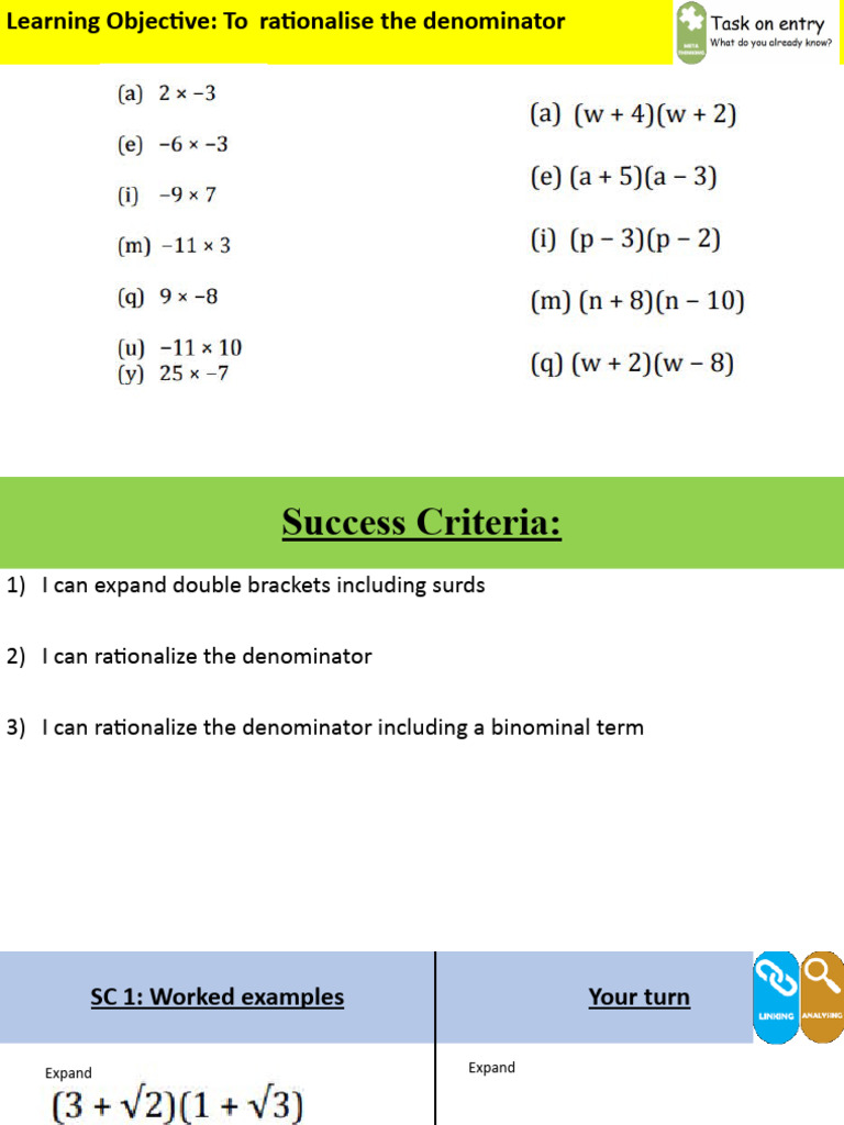 SURDS Rationalise The Denominator | PDF