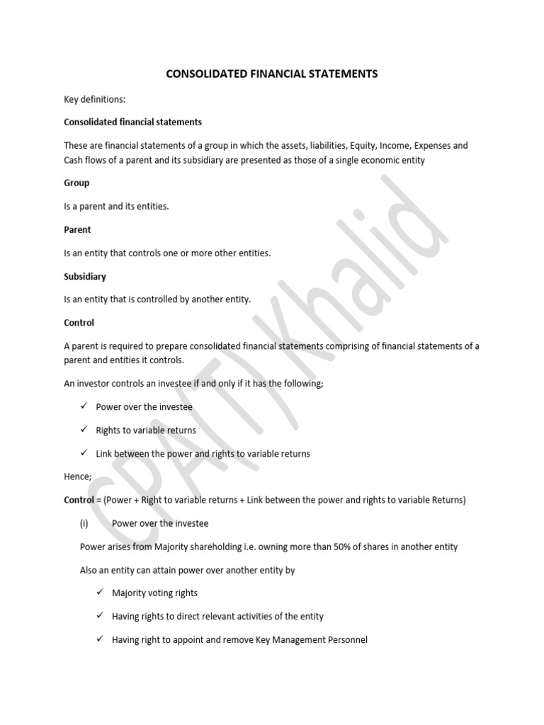 Consolidation | PDF | Financial Statement | Goodwill (Accounting)