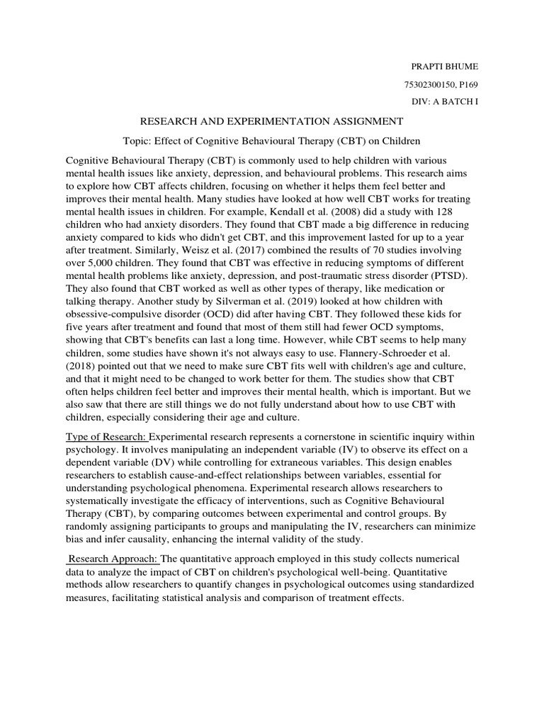 Research and Experimentation (2) 2 | PDF | Cognitive Behavioral Therapy ...