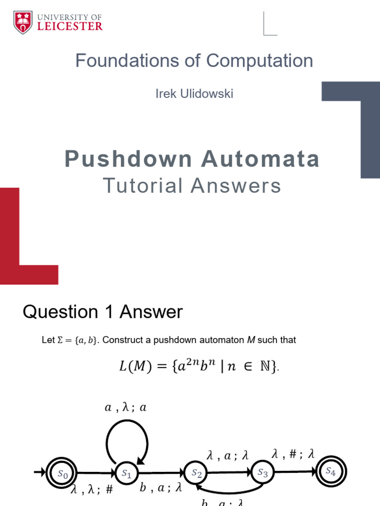 5-PDA-Tutorial-Answers | PDF | Models Of Computation | Formal Methods