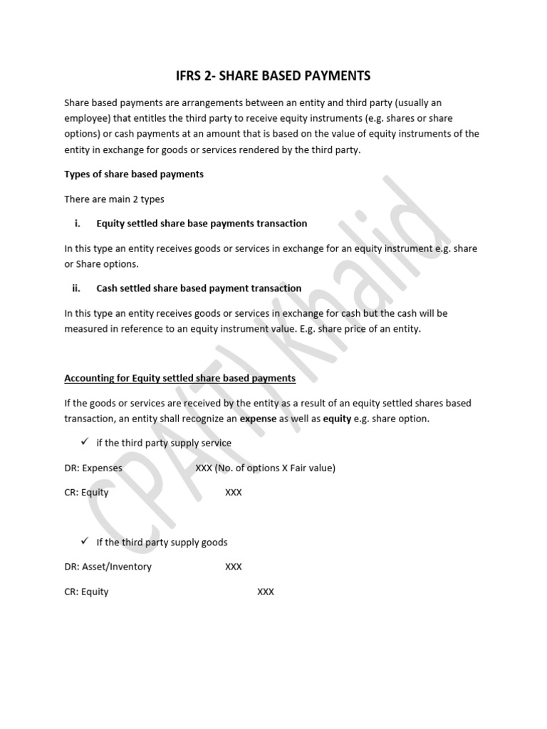 Ifrs 2 - Share Based Payments | PDF | Fair Value | Equity (Finance)