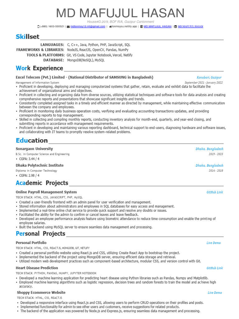 MD Mafujul Hasan | PDF | Information Technology Management | Computer ... MD Mafujul Hasan | PDF | Information Technology Management | Computer ...
