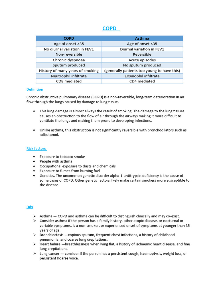 COPD | PDF | Chronic Obstructive Pulmonary Disease | Asthma