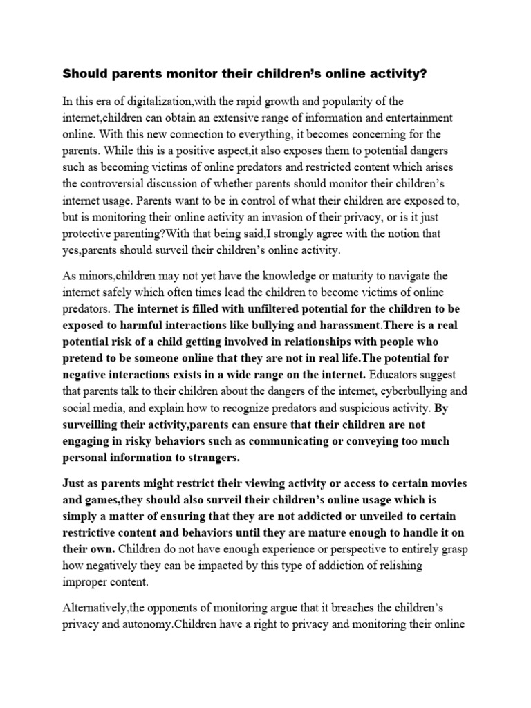 Should parents monitor their children | PDF | Privacy | Social Psychology