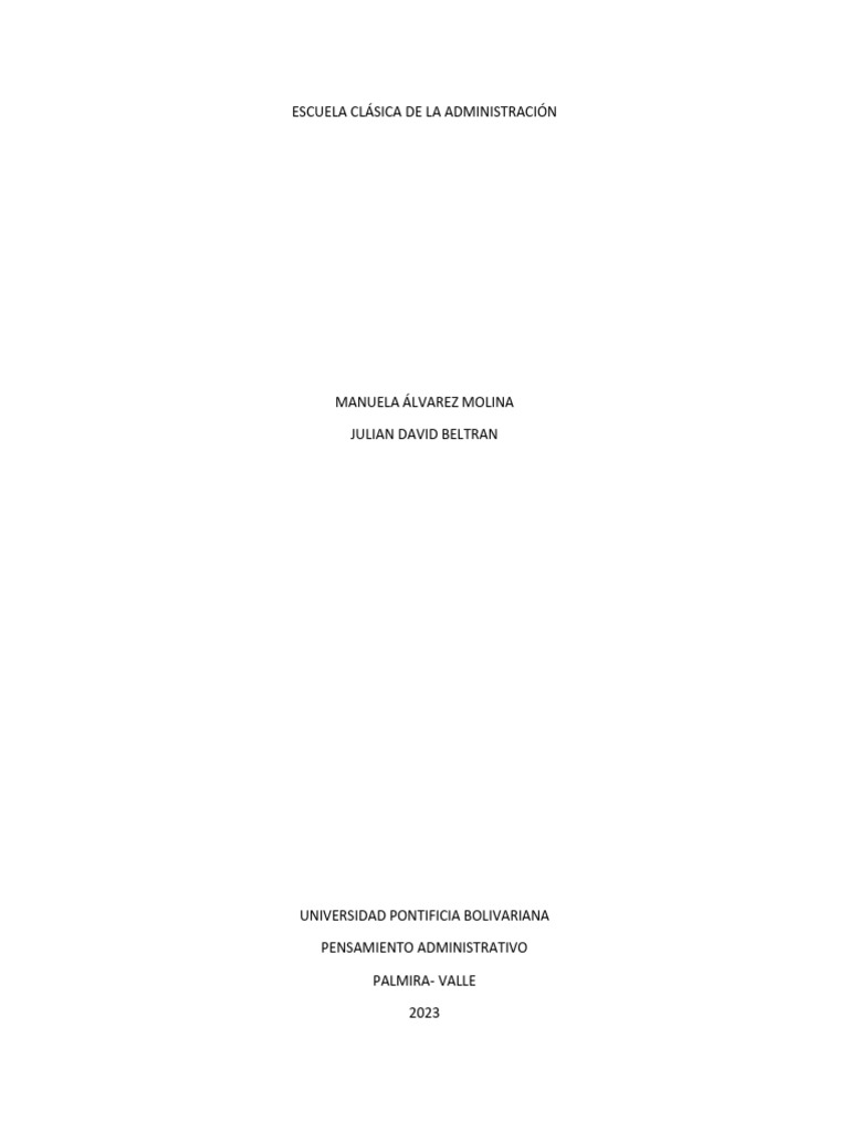 Escuela Clásica de La Administración | PDF | Business | Negocios económicos