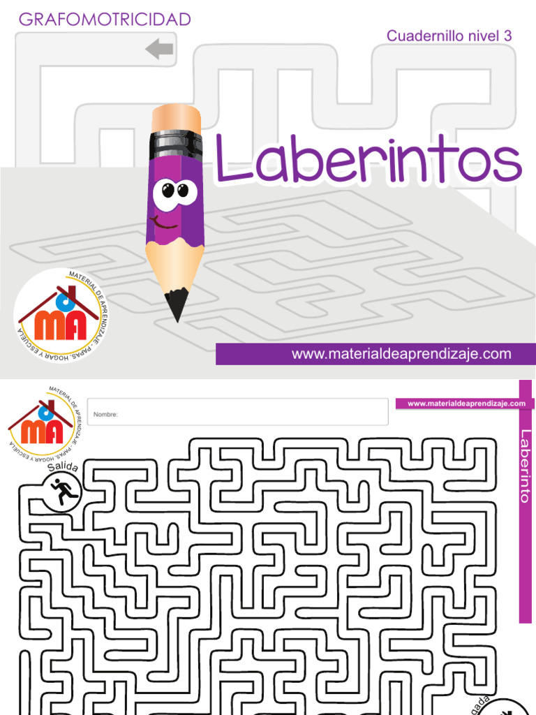 Laberintos para Grafomotricidad Nivel 3 | PDF